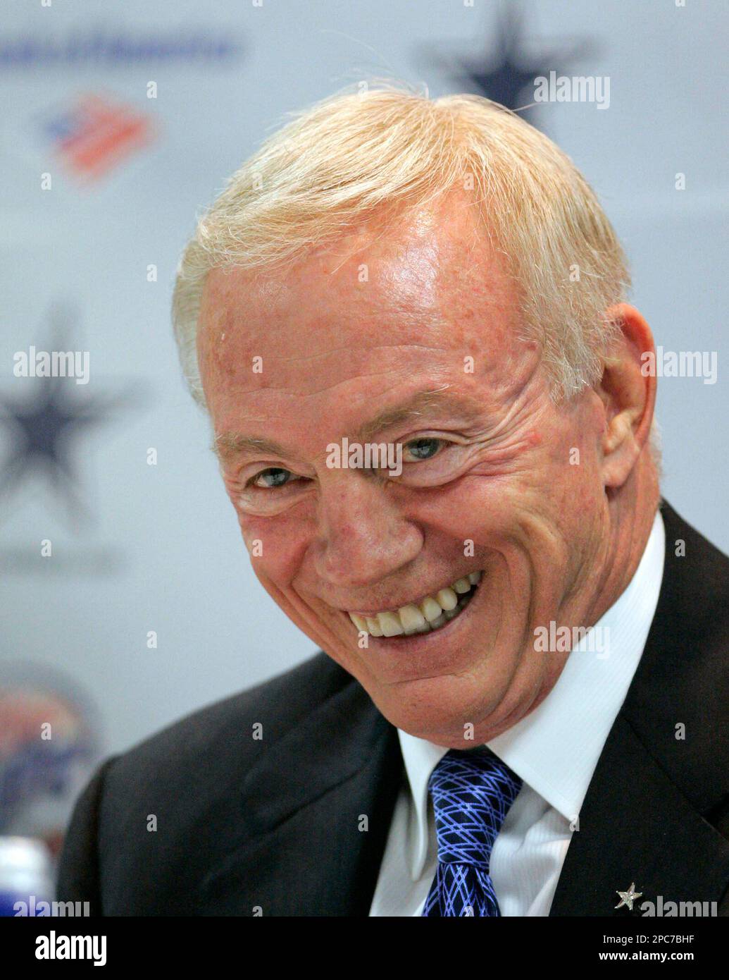 Dallas Cowboys owner Jerry Jones smiles as he talks about their new ...