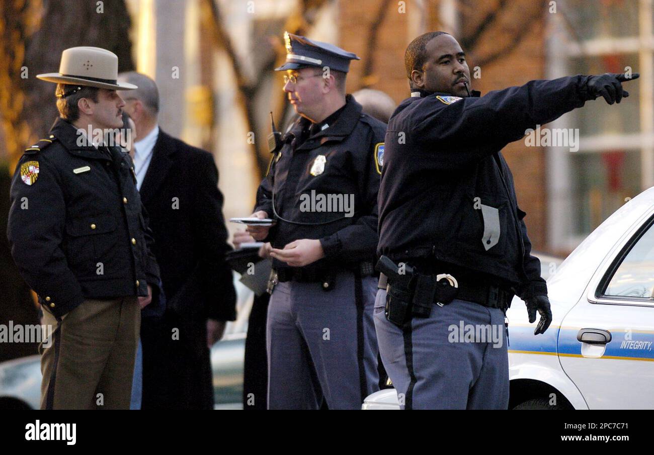Maryland State Troopers and Baltimore County Police work outside the ...