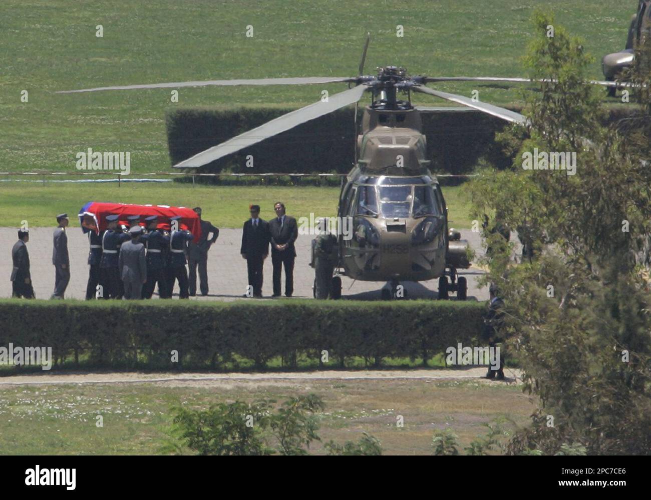 The casket with the remains of former military ruler Gen Augusto ...