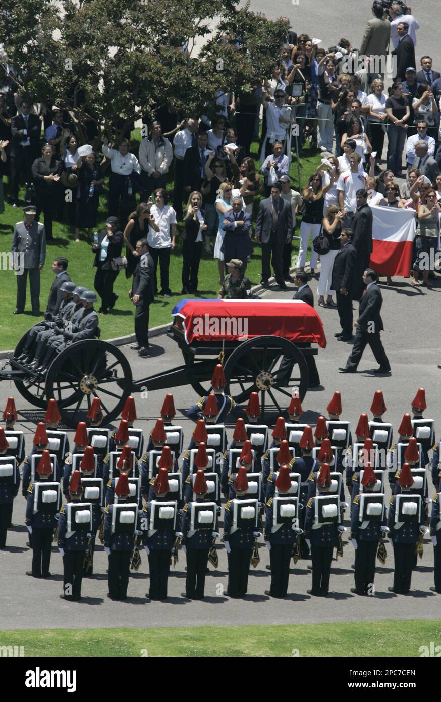 The casket with the remains of former military ruler Gen Augusto ...
