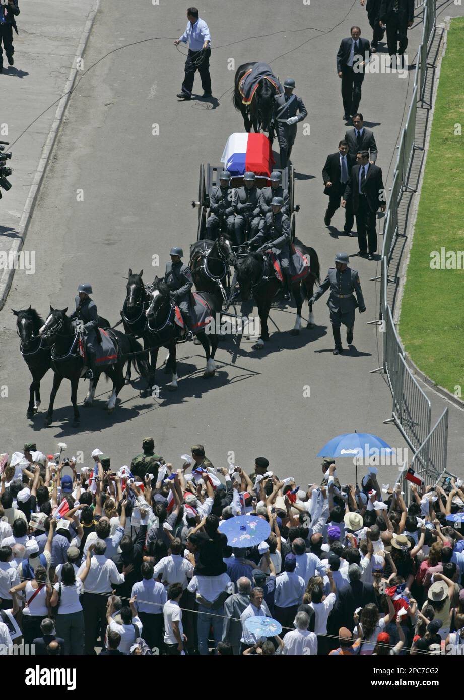 The casket with the remains of former military ruler Gen Augusto ...