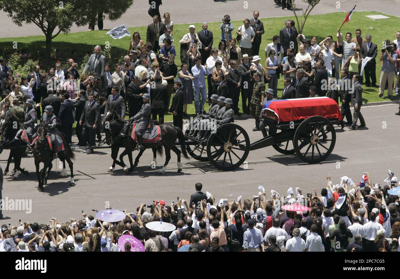 The casket with the remains of former military ruler Gen Augusto ...