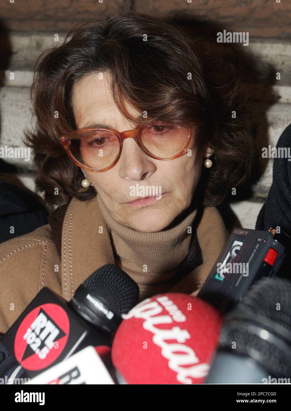 Carla Welby, the sister of Piergiorgio Welby, meet's the media outside ...
