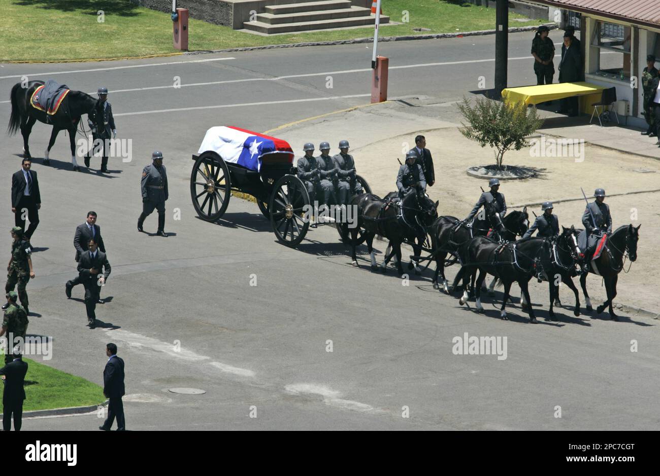 The casket with the remains of former military ruler Gen Augusto ...
