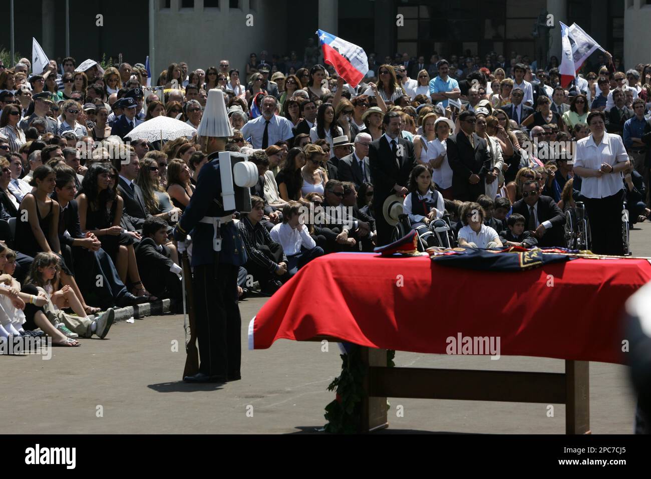 Supporters and relatives of former military ruler Gen Augusto Pinochet ...