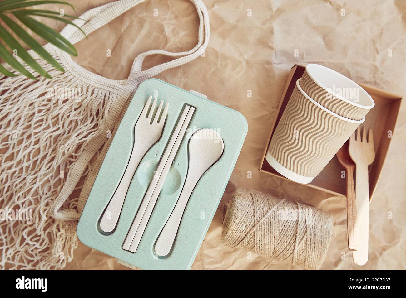Ecological sustainable tableware cutlery, cardboard cups made from ...