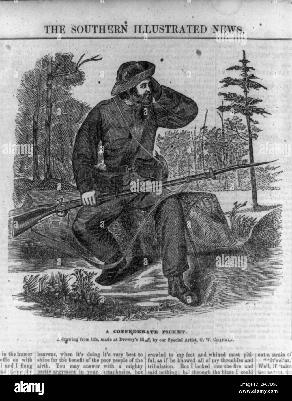A Confederate picket. Illus. in: The Southern illustrated news, 1862 ...