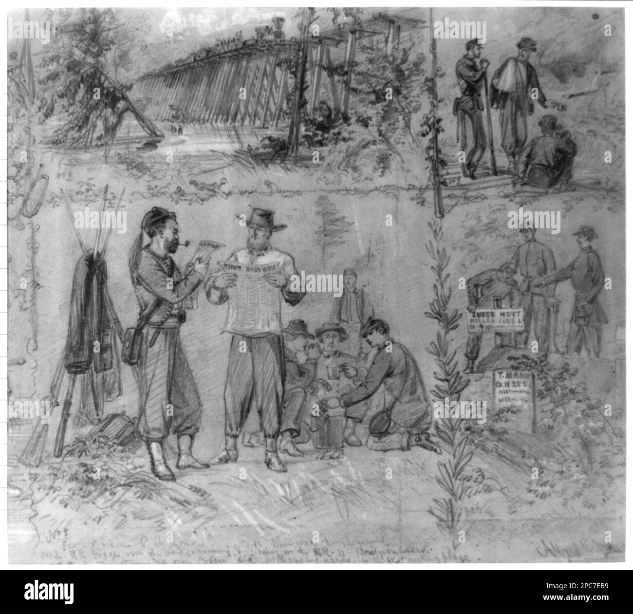 Scenes near Richmond. Morgan collection of Civil War drawings. Bridge ...