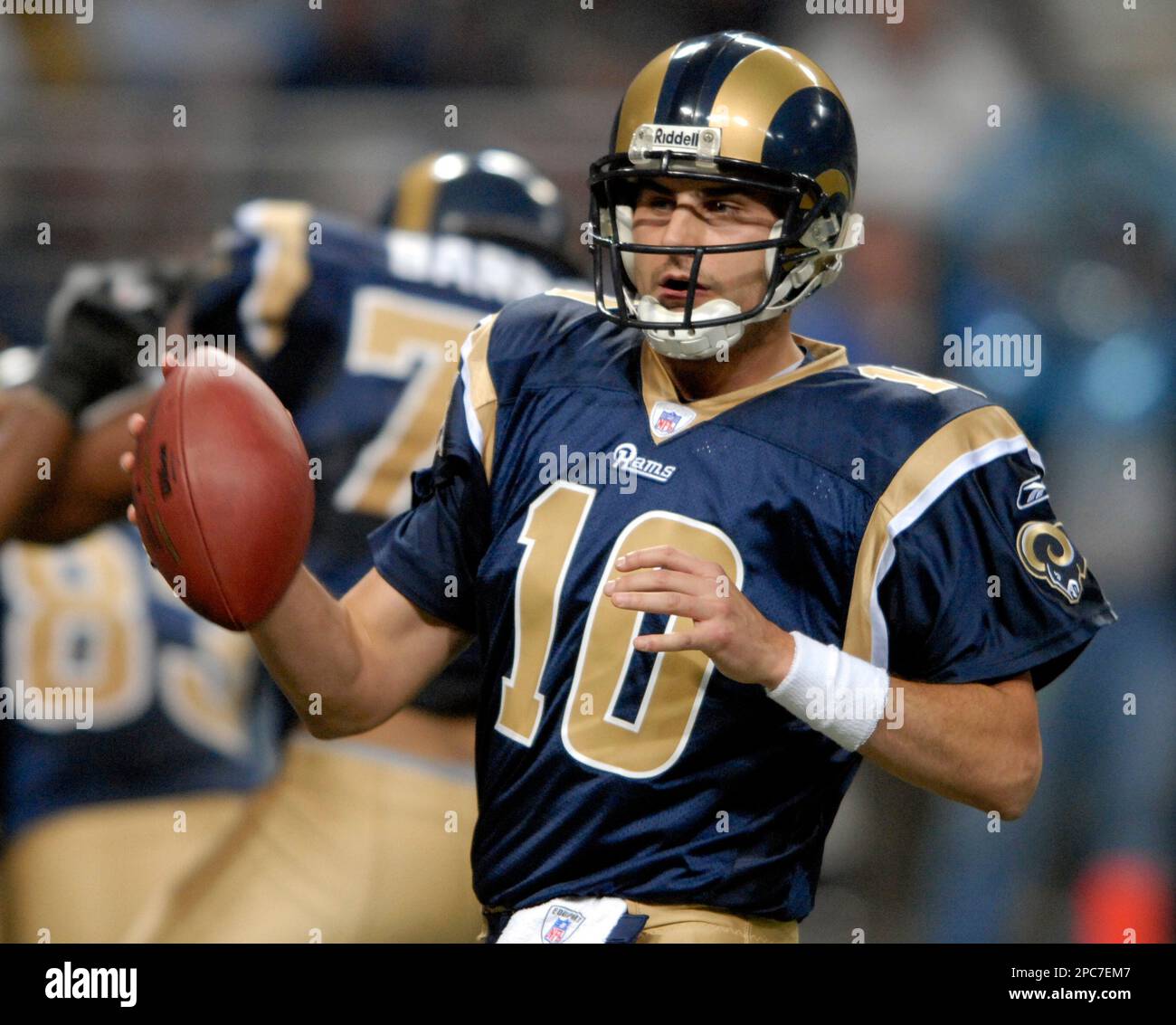 St. Louis Rams quarterback Marc Bulger looks to pass during the second ...