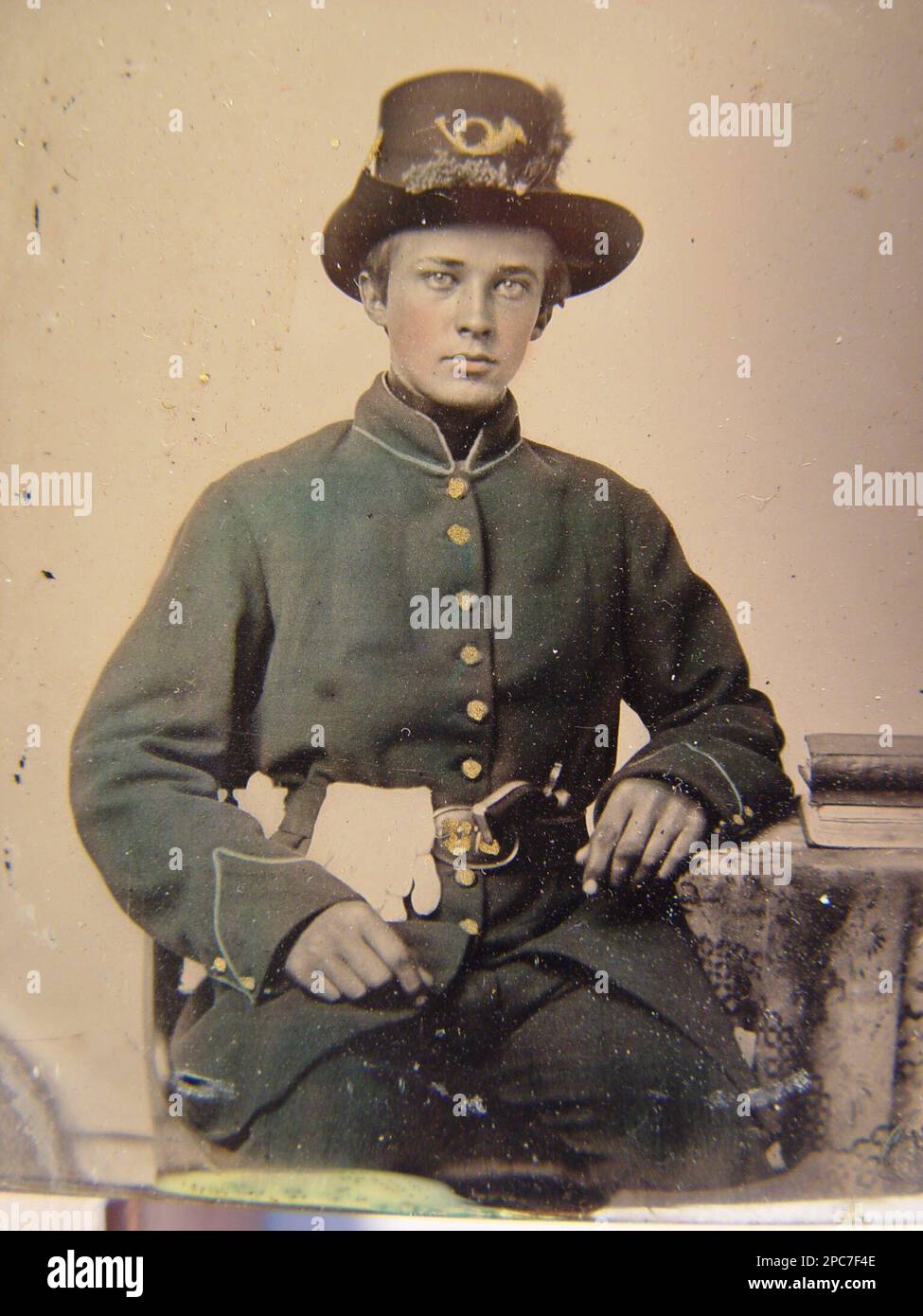 Unidentified young soldier in Union uniform and plumed Hardee hat with ...