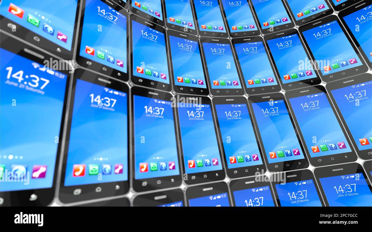 3D-illustration many smartphones Stock Photo - Alamy