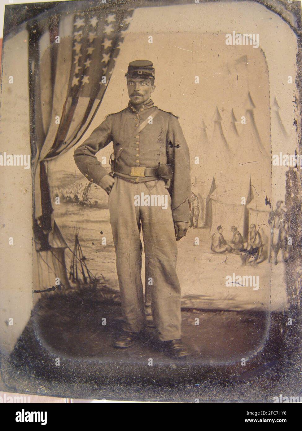 Unidentified African American soldier in Union artillery shell jacket ...