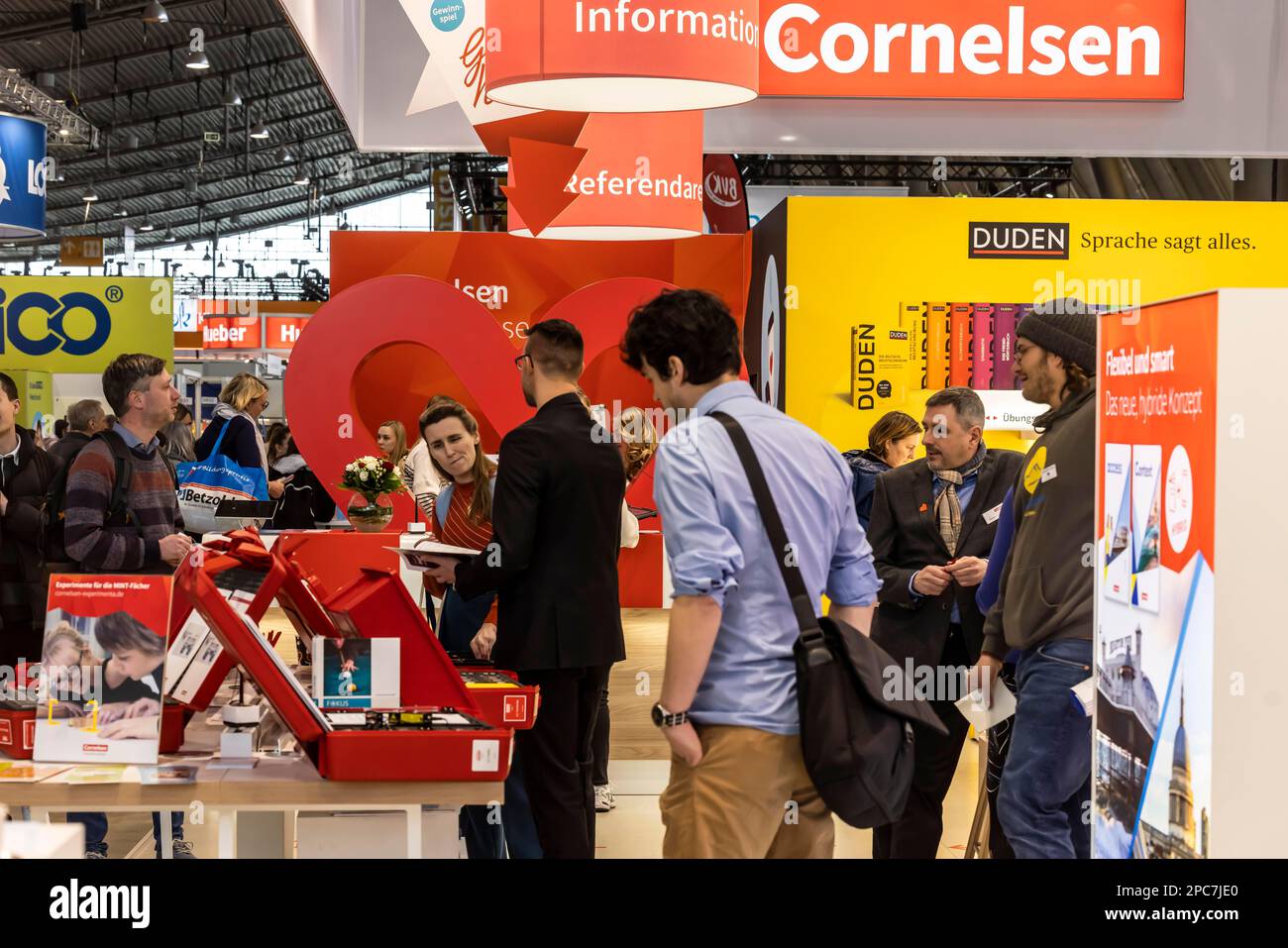 Trade fair stand of the textbook publisher Cornelsen. The trade fair ...