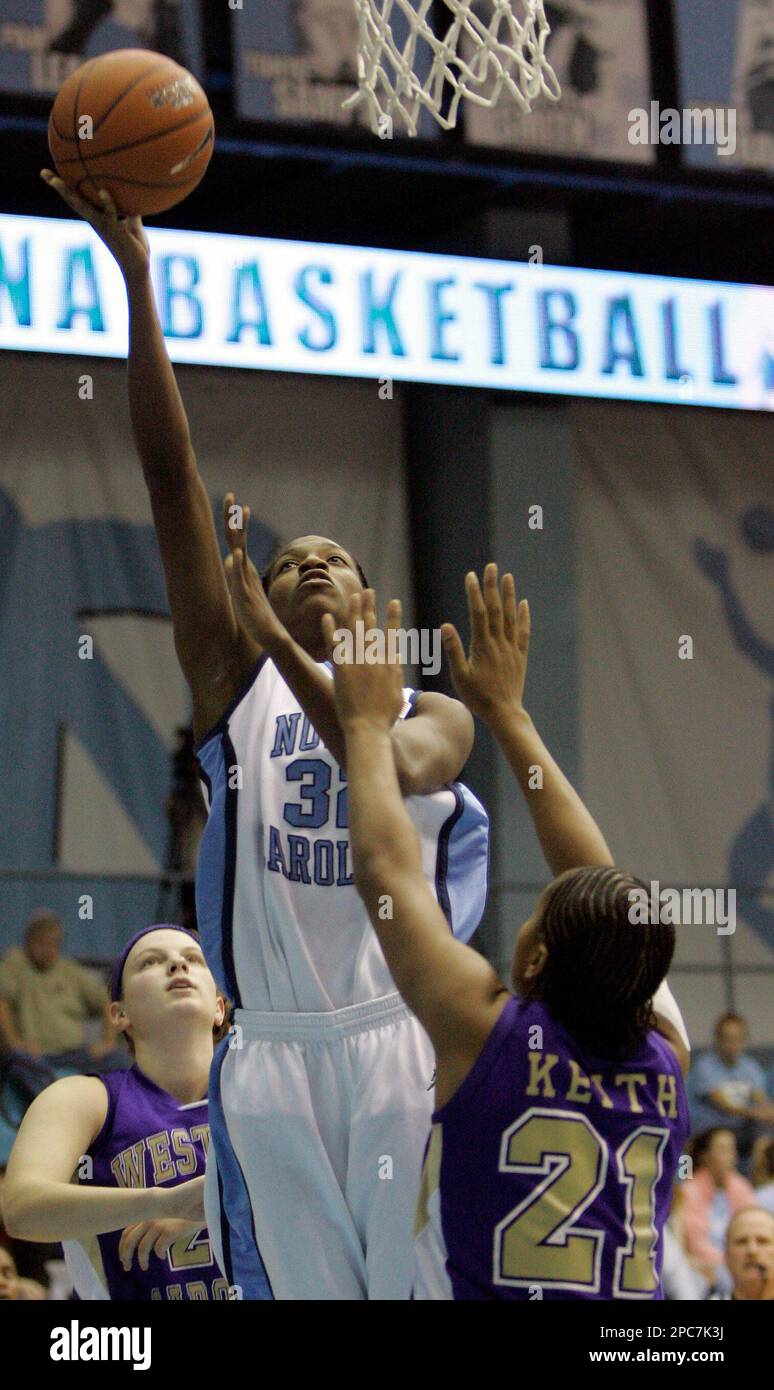 North Carolina's Rashanda McCants shoots over Western Carolina's Chevon ...