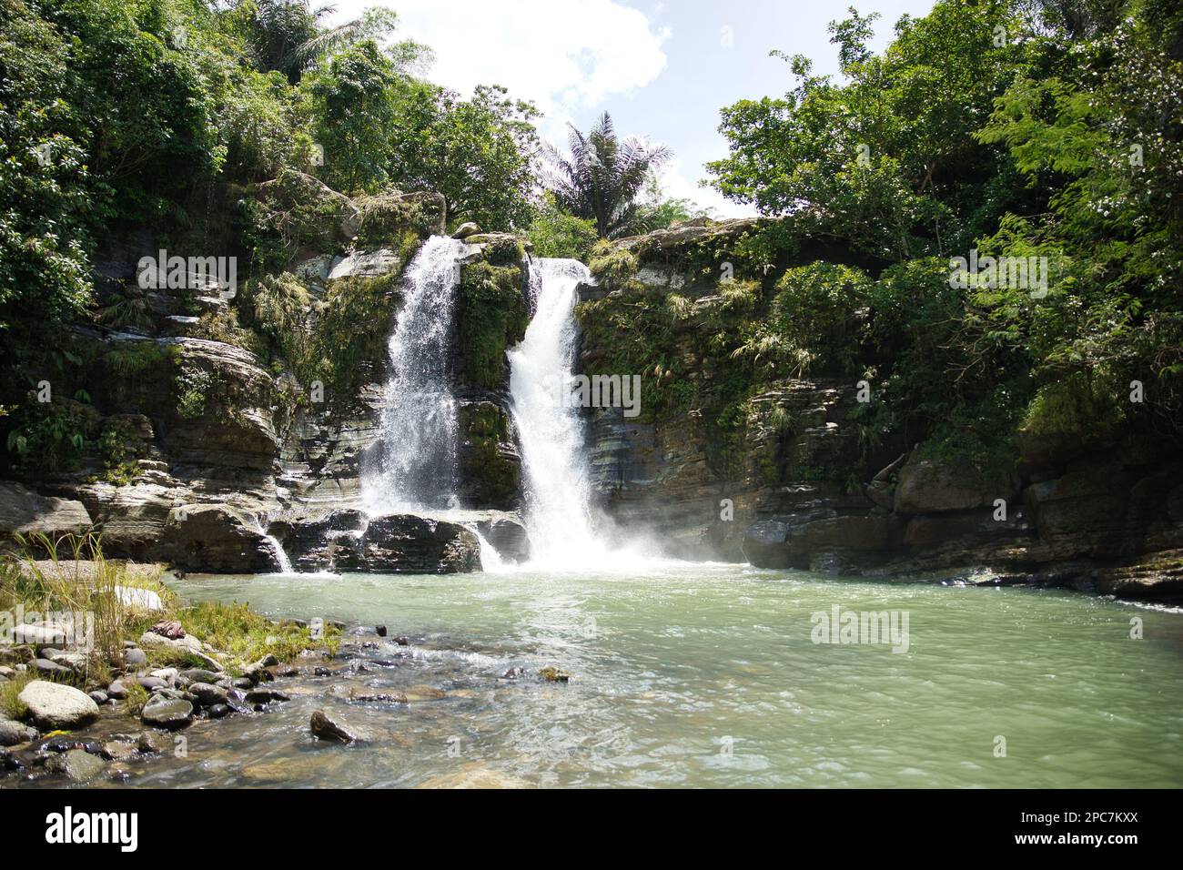 The spectacular Air Terjun Tengkulese waterfall on Flores which flows ...
