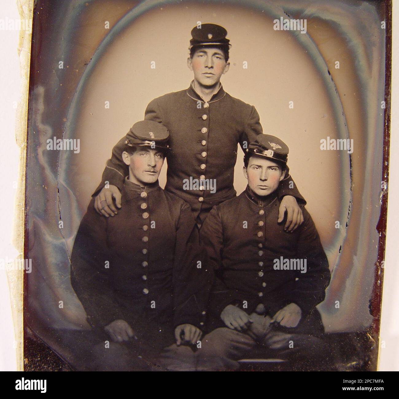 Three unidentified soldiers in Union uniforms and Company E, 8th ...