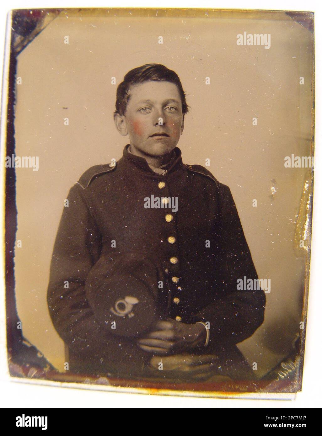 Unidentified young soldier in Union uniform with infantry forage cap ...
