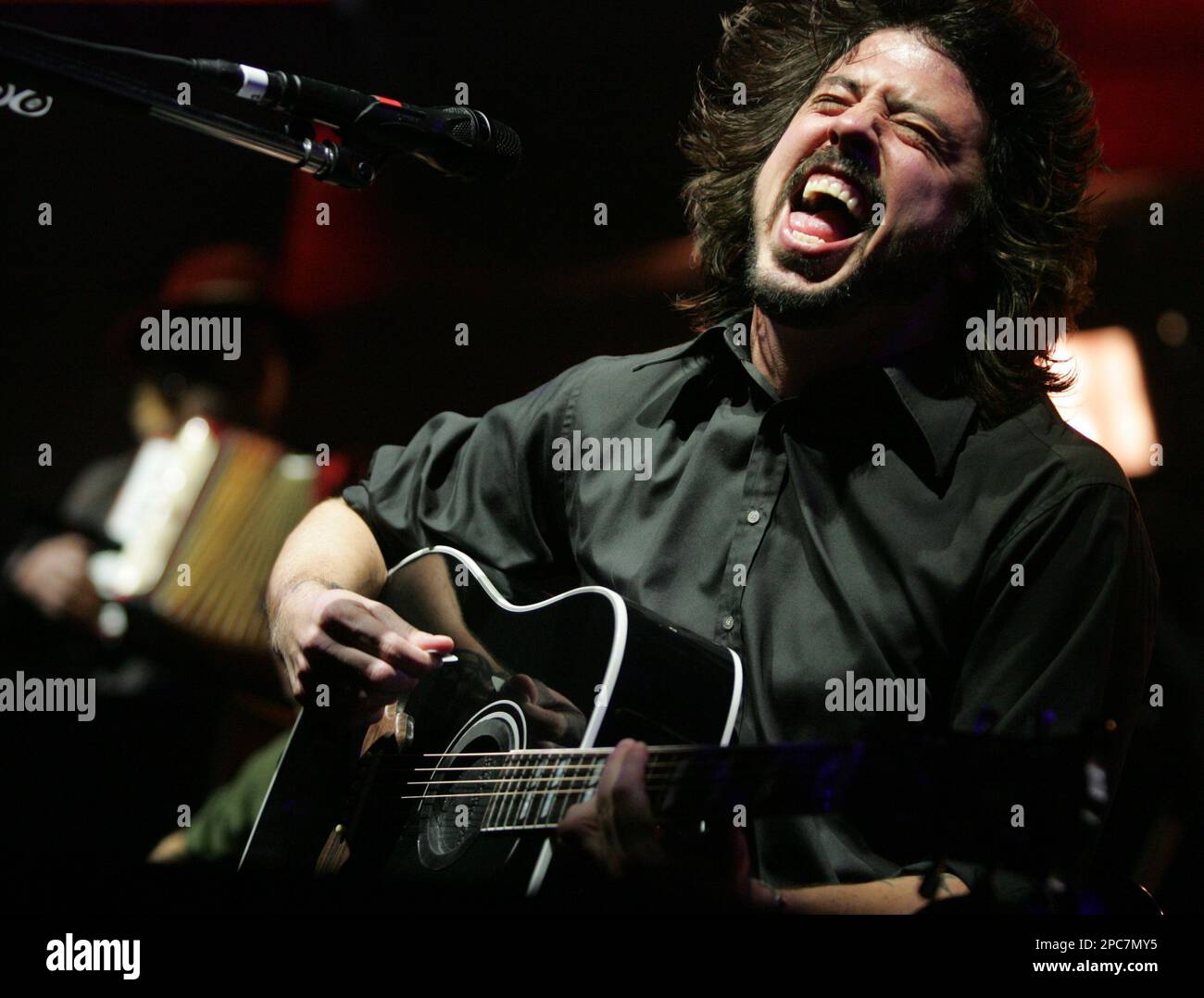 Foo Fighters lead singer Dave Grohl performs with his band during the ...