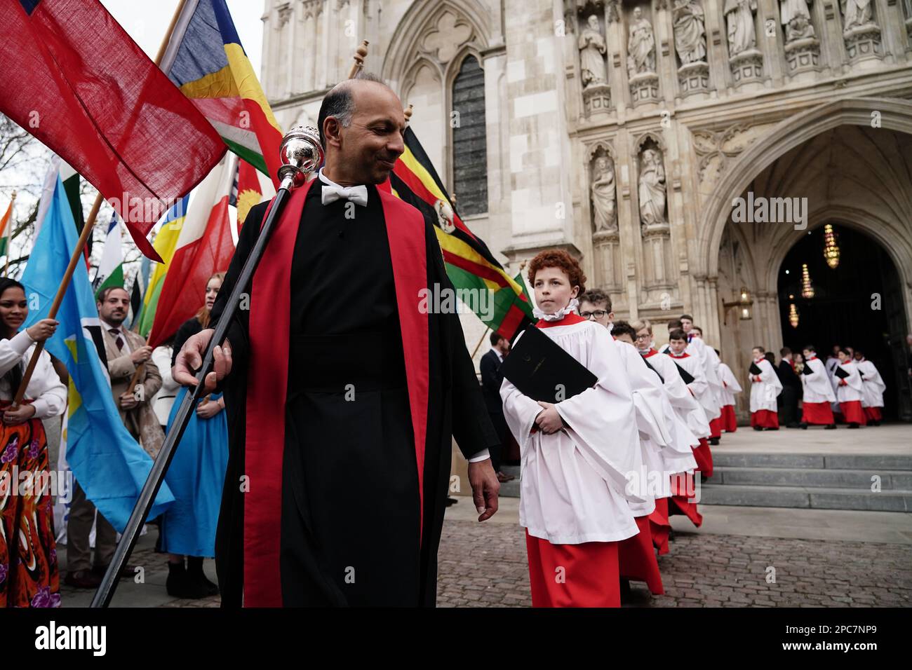 Flags are paraded at the annual Commonwealth Day Service at Westminster ...