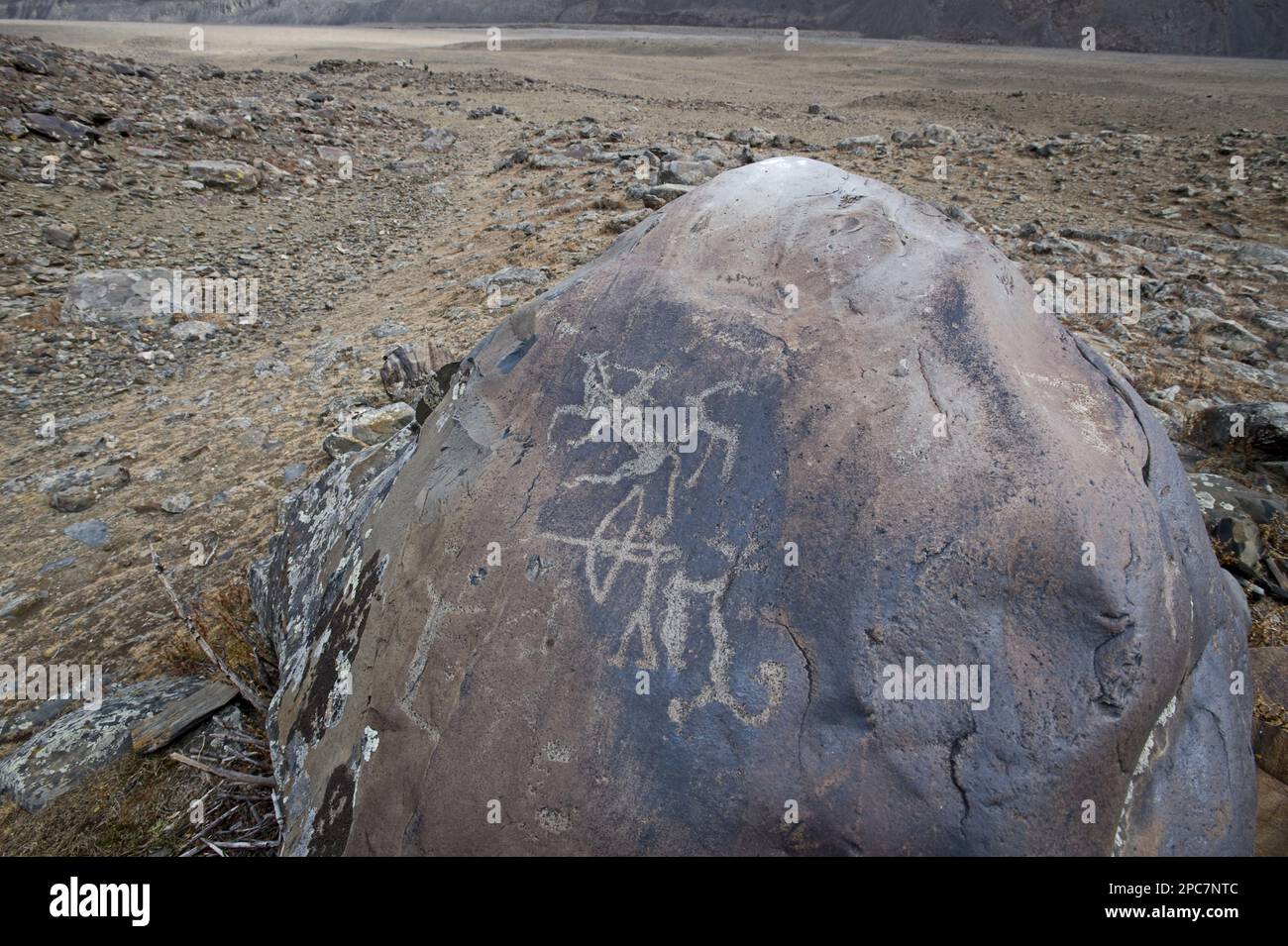 Ancient petroglyphs depicting animals and people hunting, c. 400 AD ...