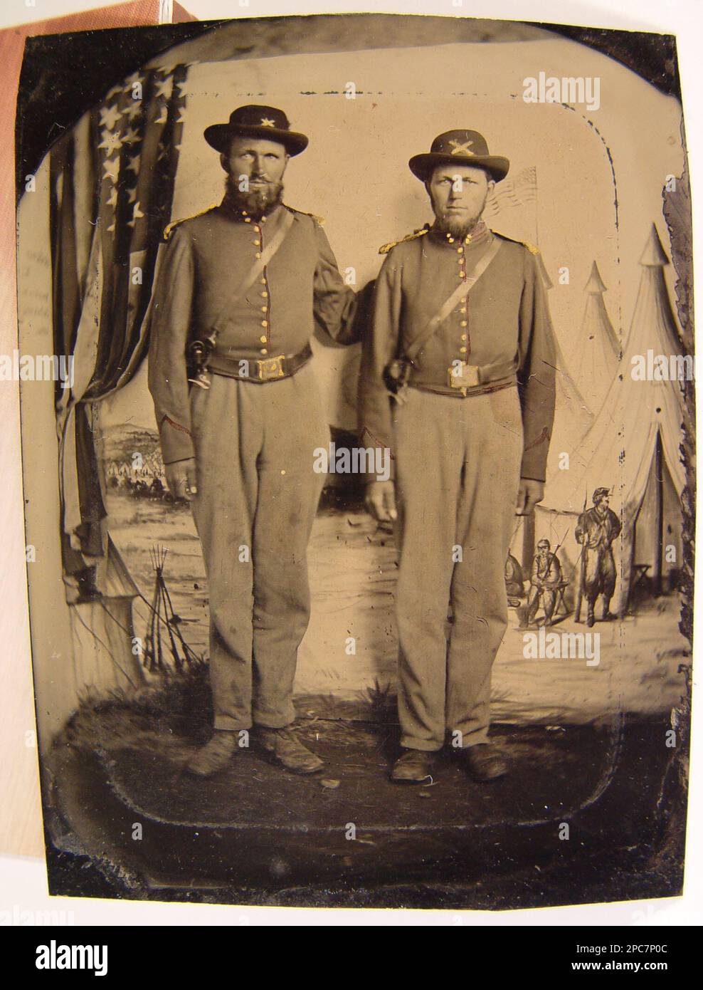 Two unidentified soldiers in Union artillery shell jackets with ...