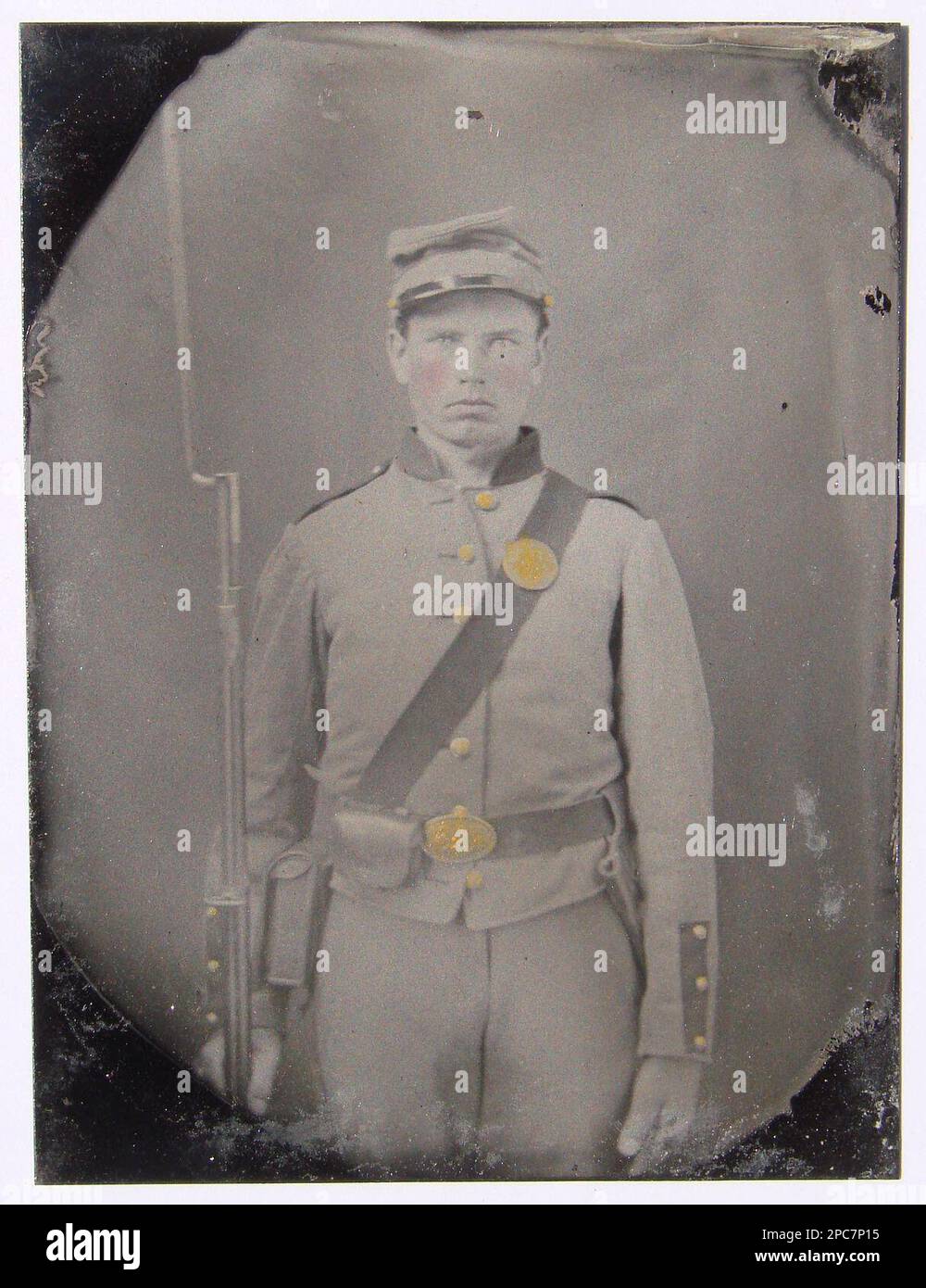 Unidentified young soldier in Union shell jacket and forage cap with ...