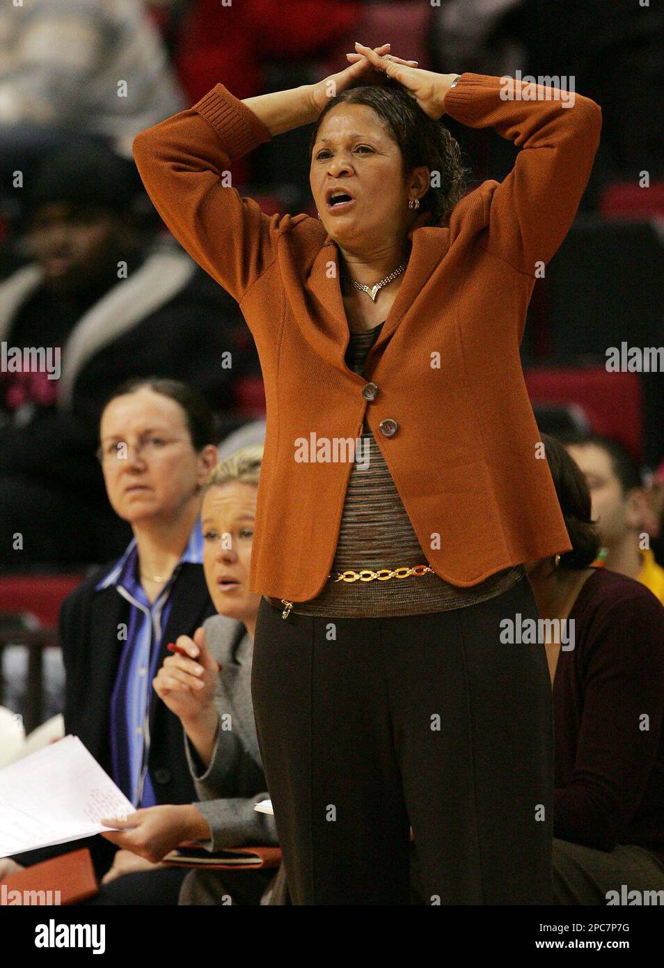 Rutgers coach C. Vivian Stringer reacts on the sideline against ...