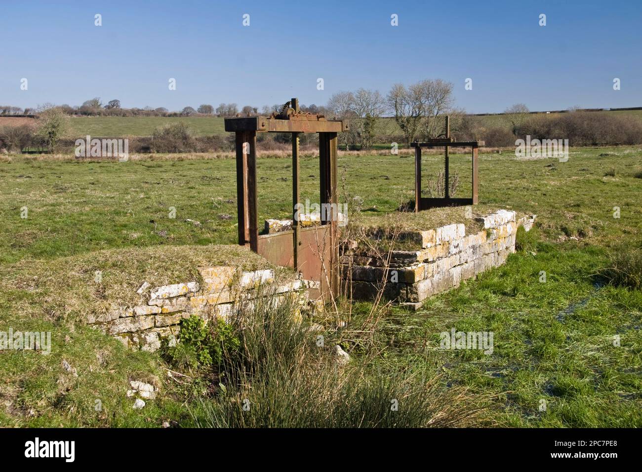 Remains of an iron sluice gate, floodplain water control system, Piddle ...