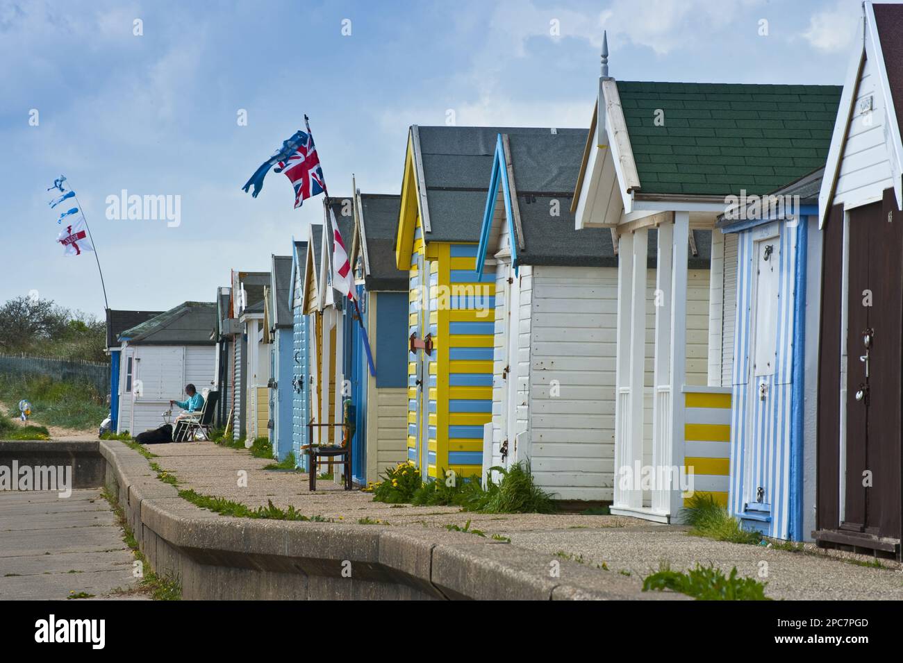 Beach huts by the sea, Chapel Point, Chapel St. Leonards, Lincolnshire ...
