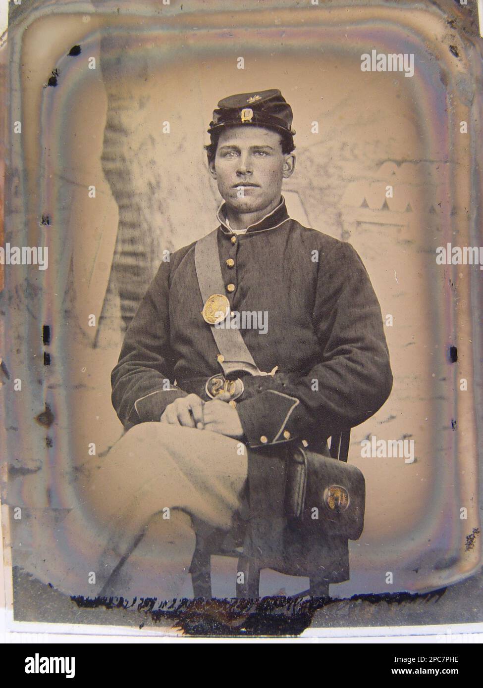 Unidentified young soldier in Union uniform and Company D forage cap ...