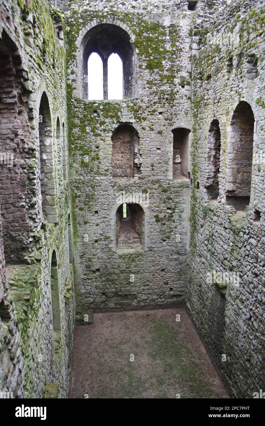 Interior of ruined 12th Century castle keep, Castle Rising Castle ...