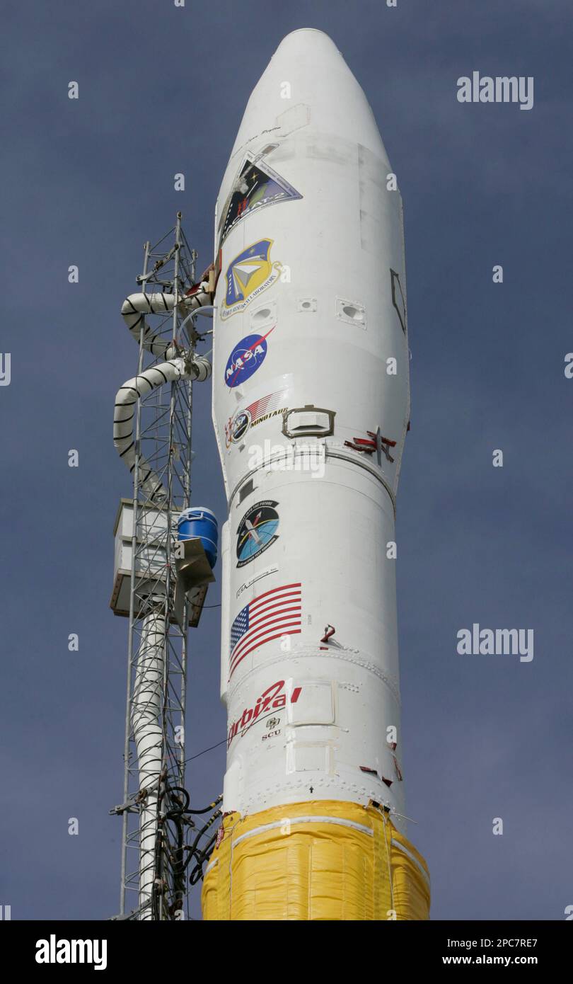 The Orbital Science Corp's Minotaur 1 rocket sits on its launch pad at ...