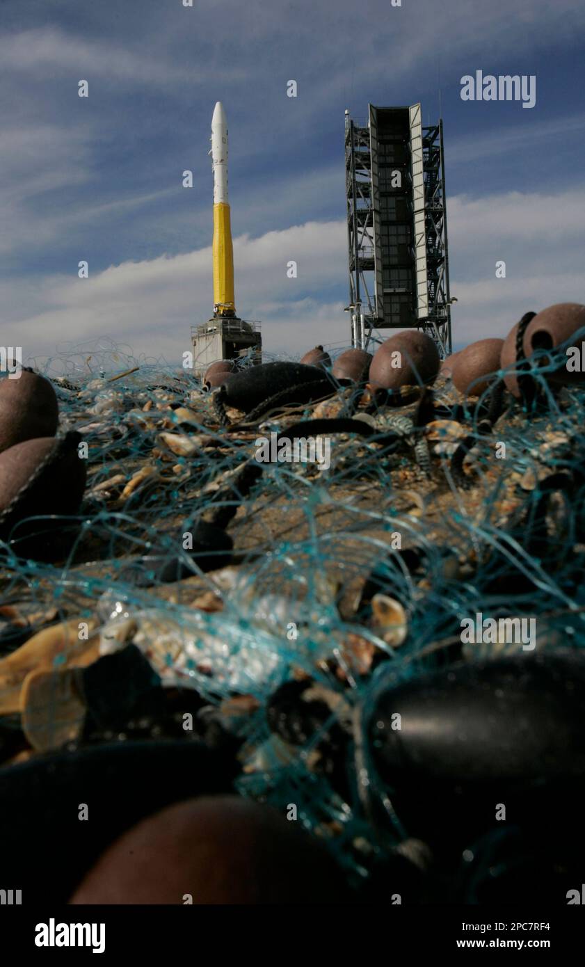 The Orbital Science Corp's Minotaur 1 rocket sits on its launch pad on ...