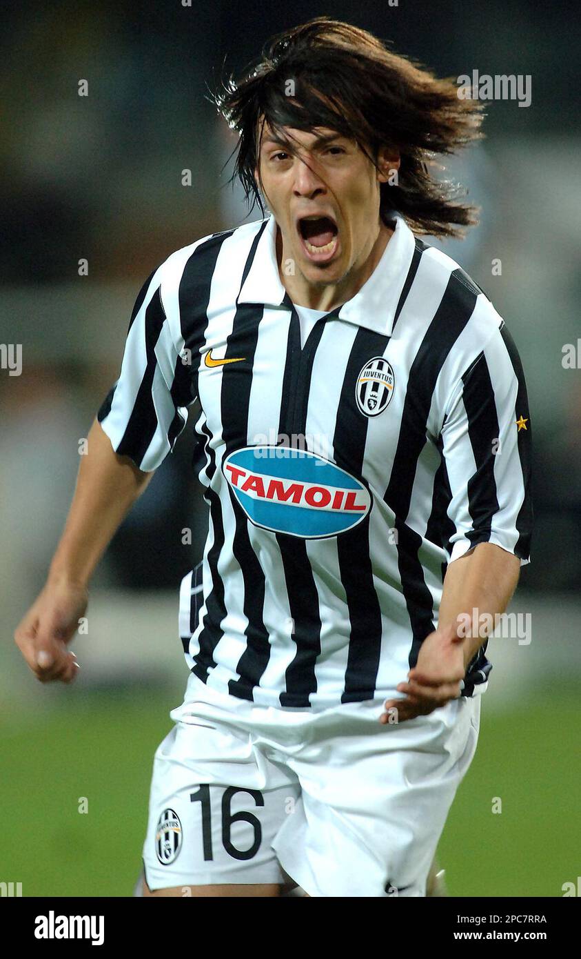 Juventus' Mauro Camoranesi celebrates scoring during an Italian second ...