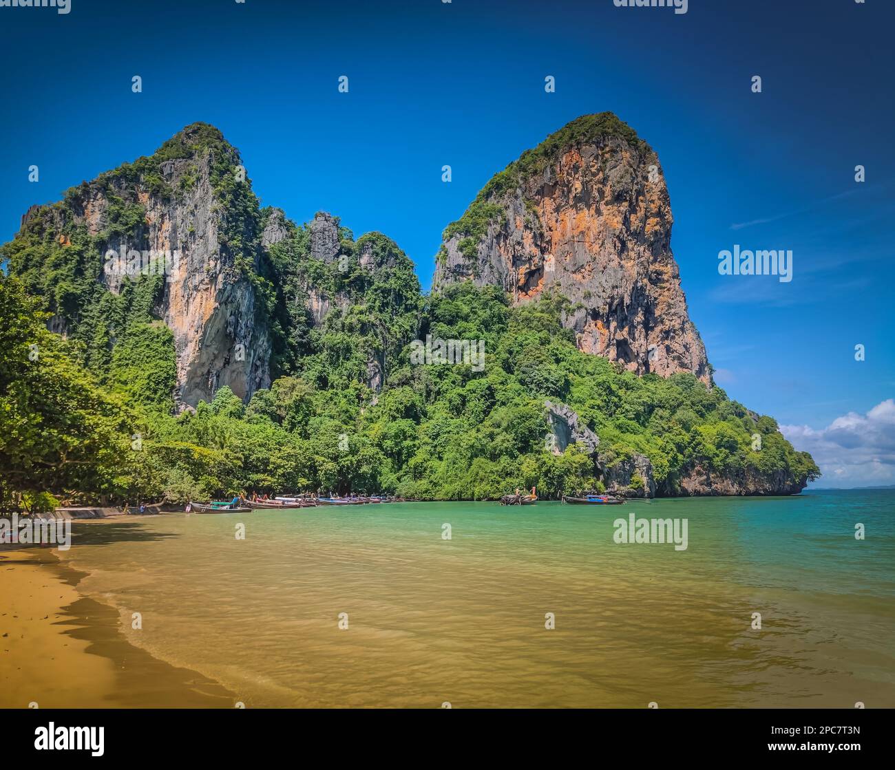 Railay west beach in Krabi district Thailand. Paradise beach with ...