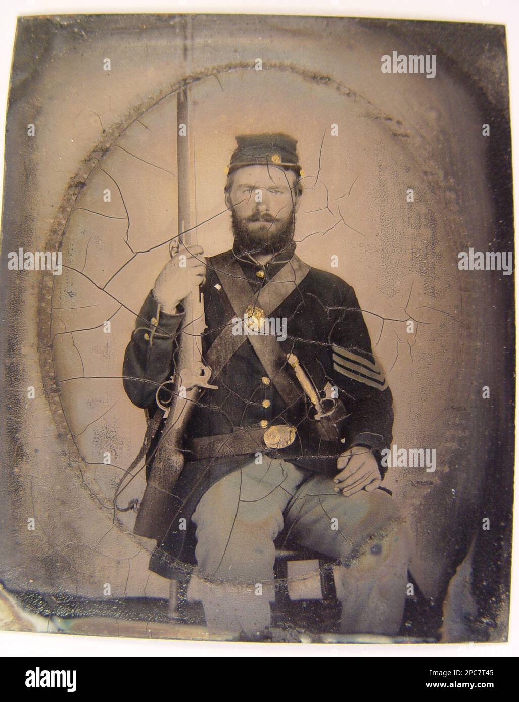 Unidentified soldier in Union sergeant's uniform with musket. United ...