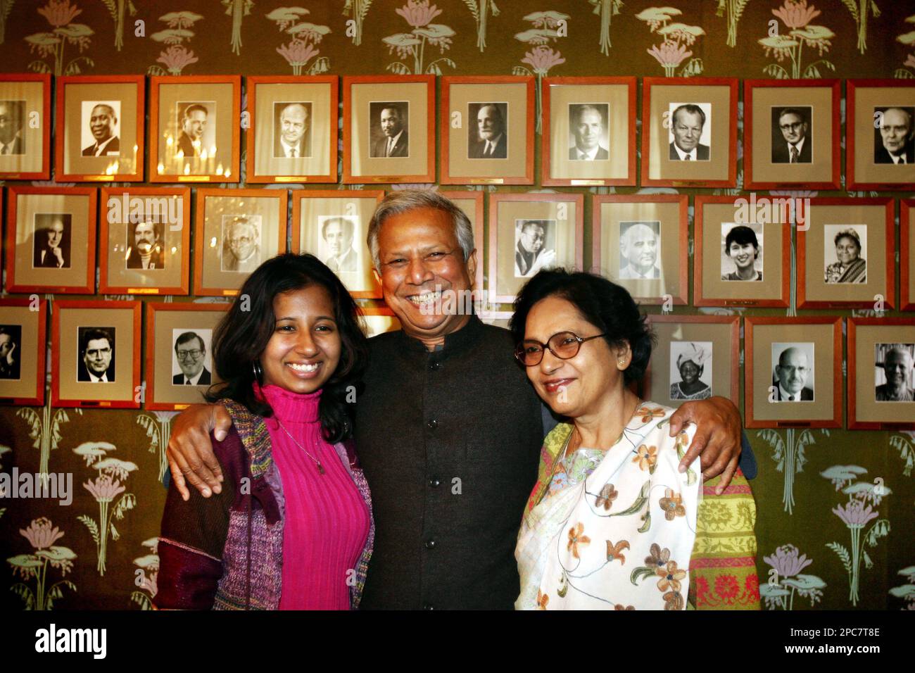 Nobel Peace Prize winner Muhammad Yunus poses with his wife Afroza ...