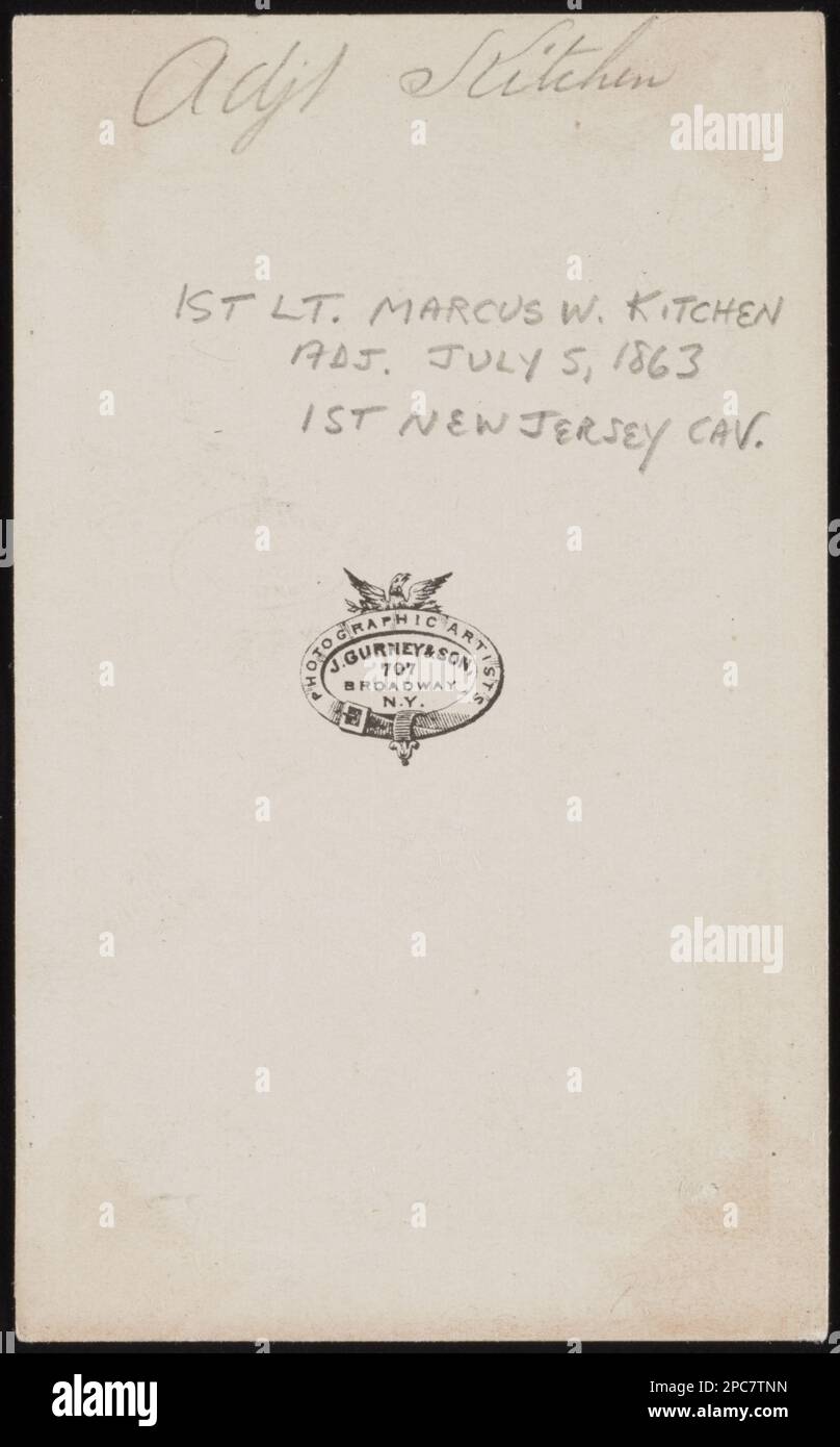 Lieutenant Colonel Marcus L.W. Kitchen of 1st New Jersey Cavalry ...