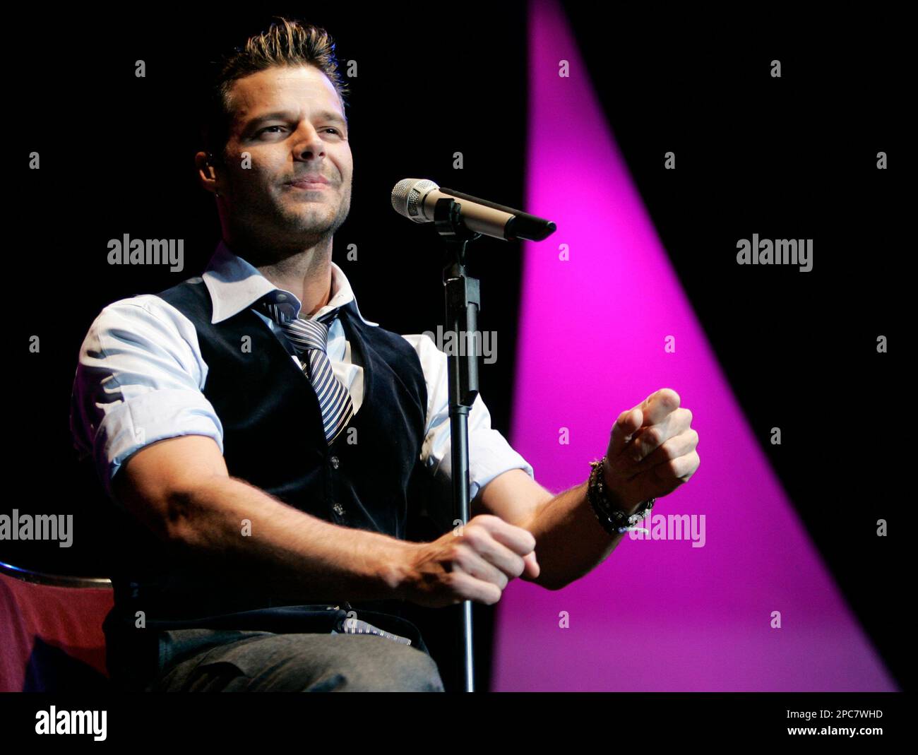 Singer Ricky Martin performs on stage during a concert for radio ...