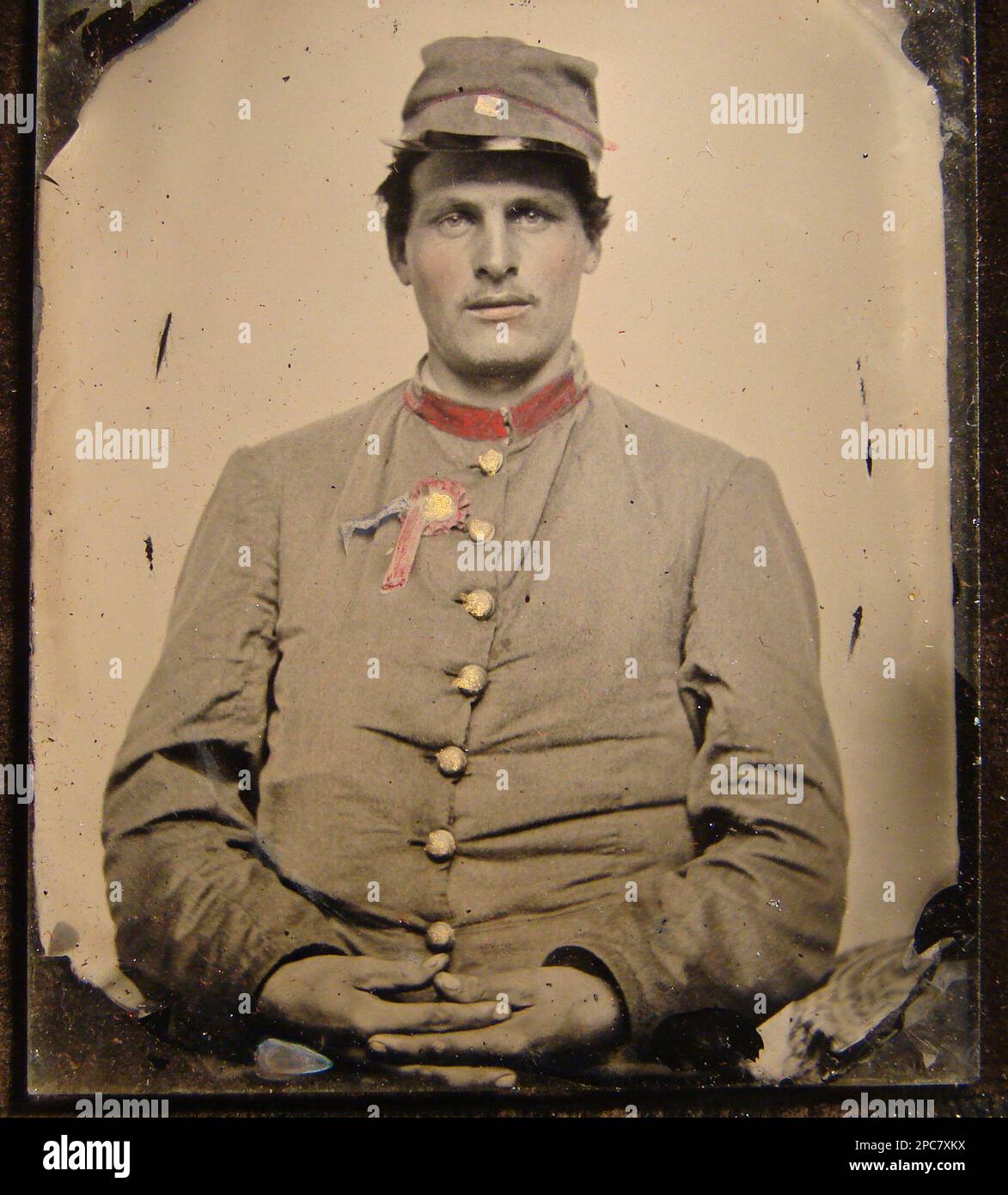 Unidentified soldier in Confederate artillery jacket with secession ...