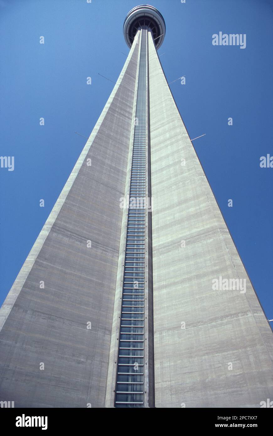 View up the side of the CN Tower in Toronto, Ontario, Canada Stock ...