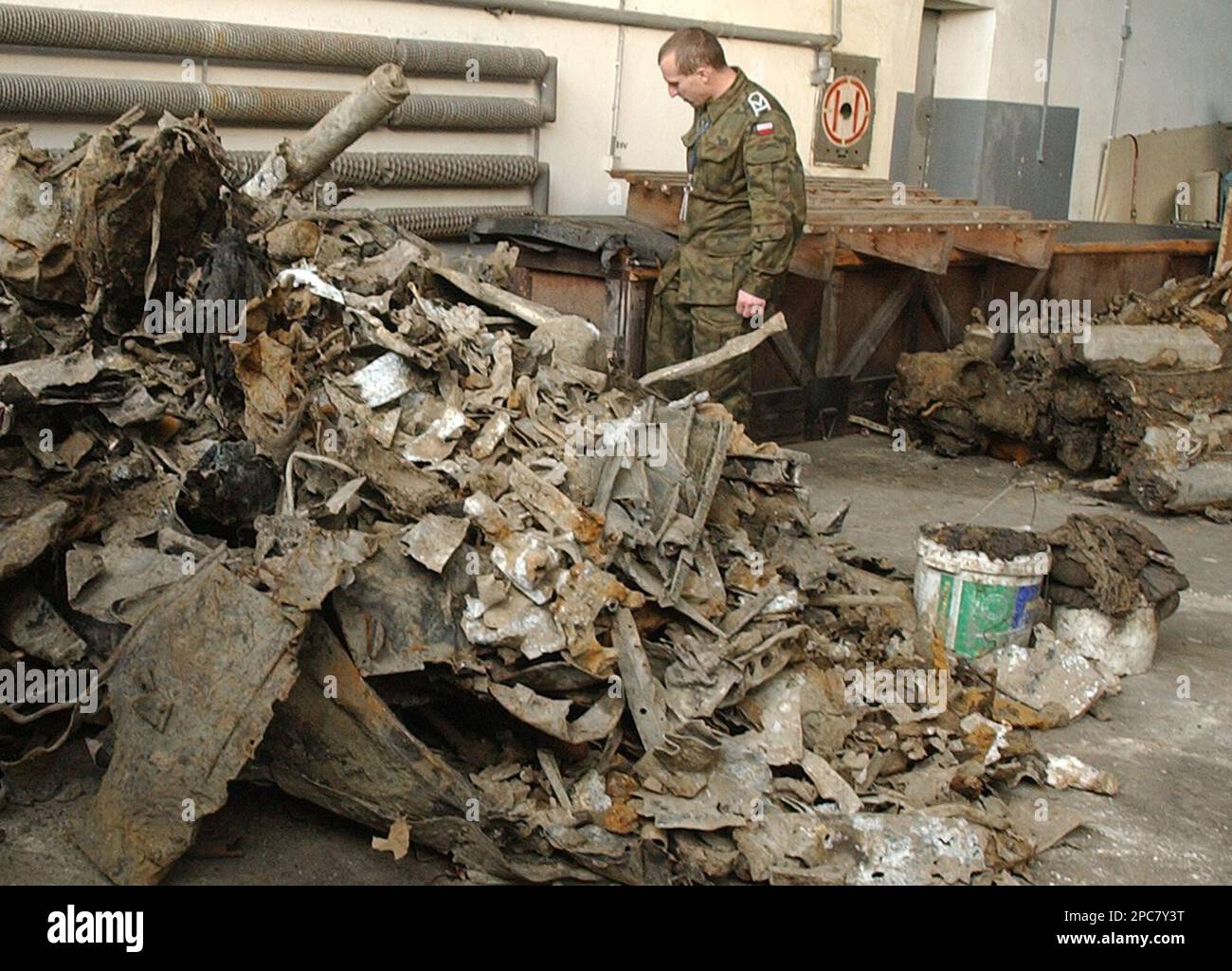 Parts of the wreckage of a RAF Halifax bomber that was shot down by the ...