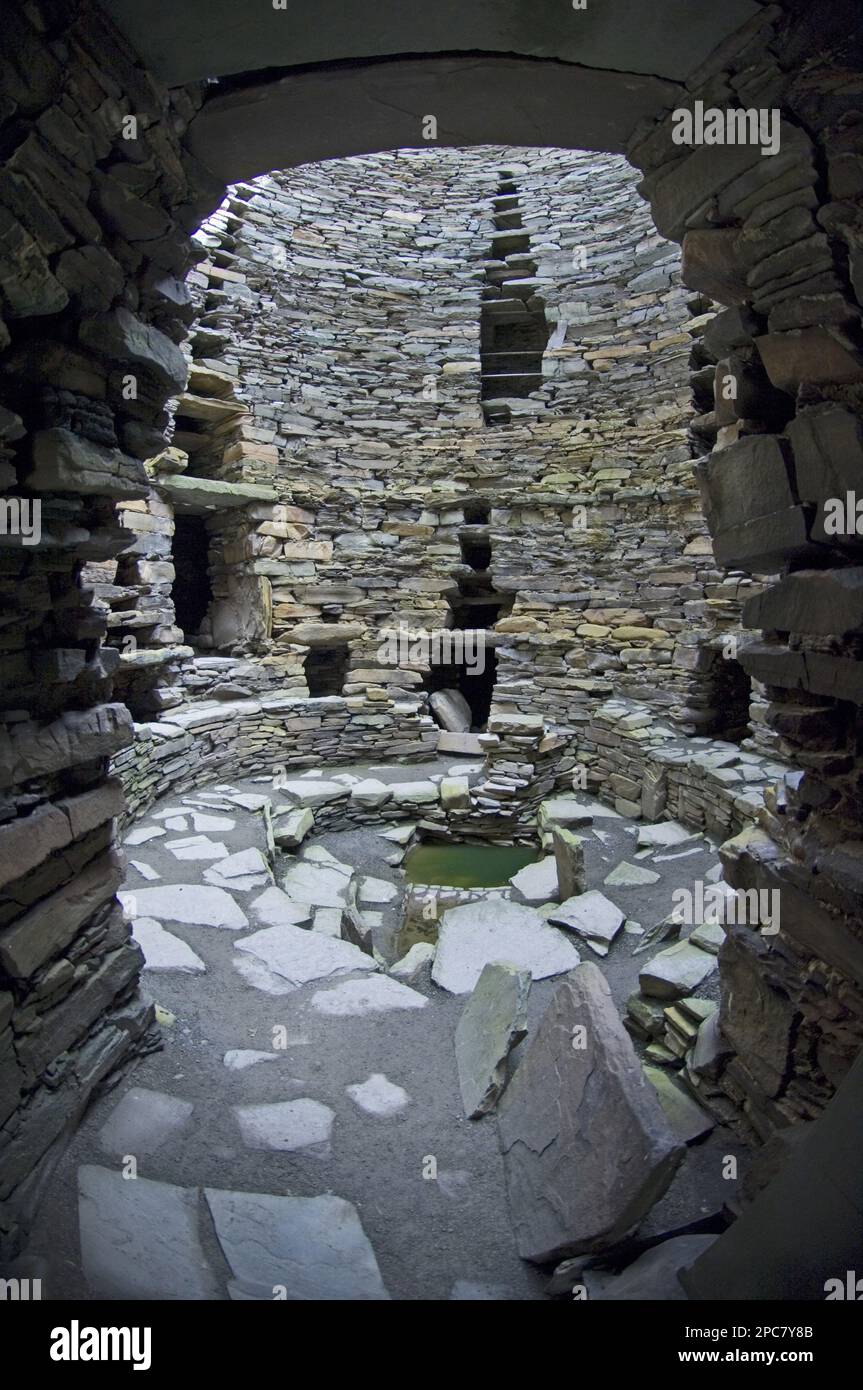 View inside an Iron Age broch from the door, Mousa Broch, Mousa ...