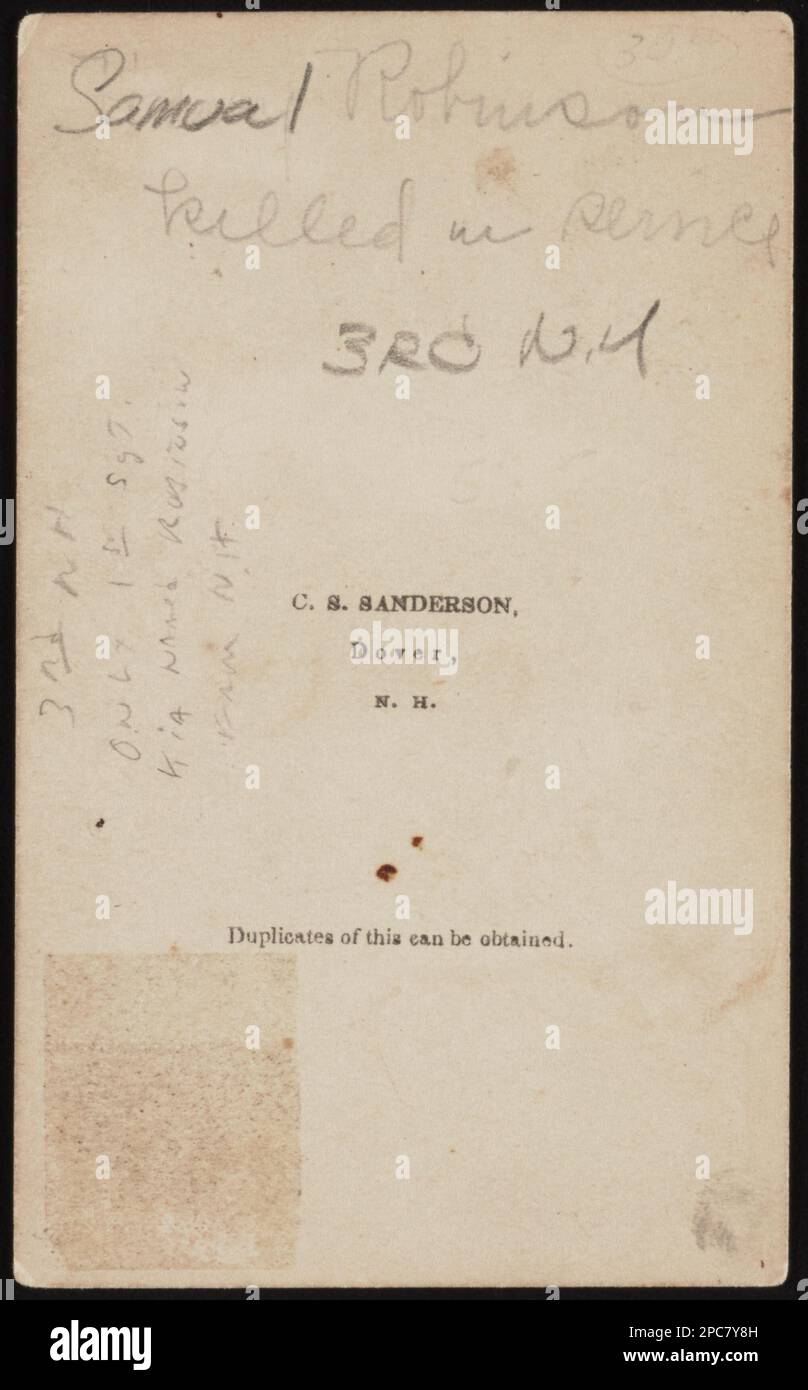 Lieutenant Samuel Robinson of Co. I, 3rd New Hampshire Infantry ...