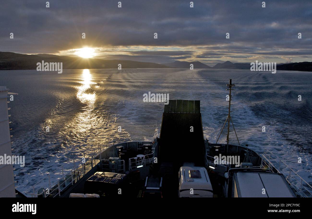 Sunrise Ferry, Calmac Ferry, Sound of Mull, Coll, Inner Hebrides ...