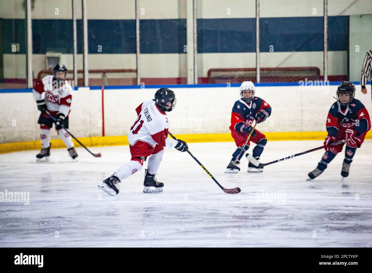 Action shots from a Pee Wee hockey game Stock Photo - Alamy