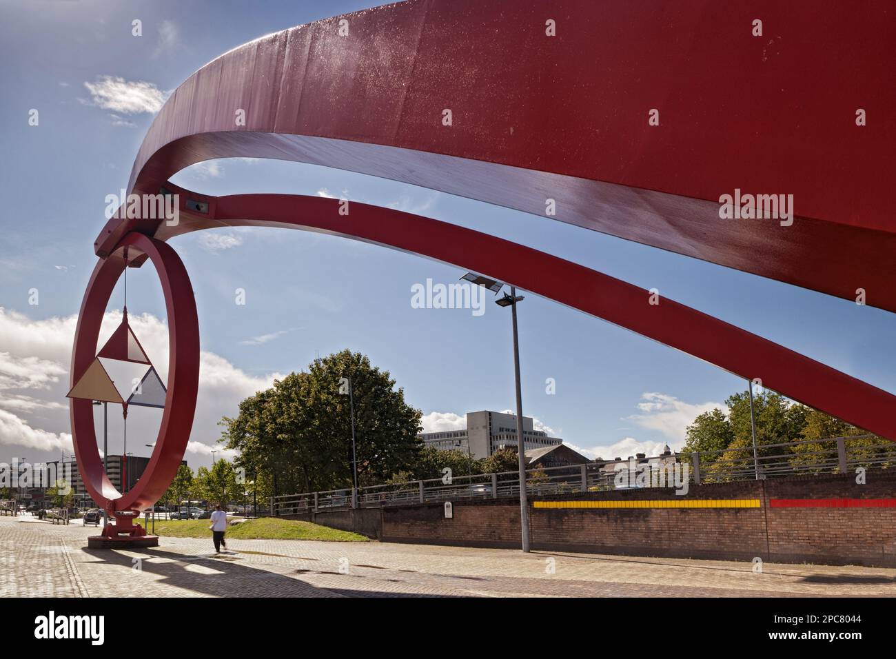 Waterfront steel sculpture, 'The Wave', River Usk, Newport, South Wales ...