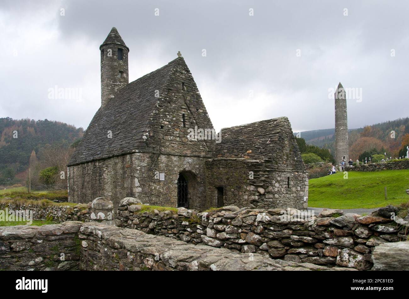 Early Medieval monastic buildings, St. Kevin's Church and Round Tower ...