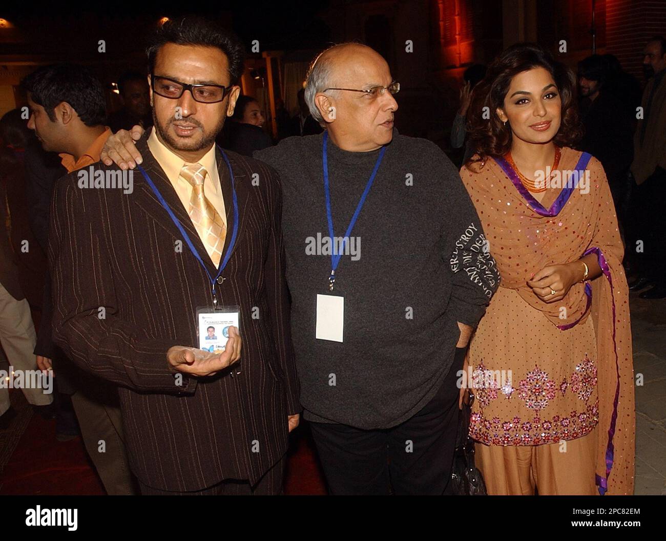 Indian film actor Gulshan Guru, left, and Indian producer Mahesh Bhatt ...
