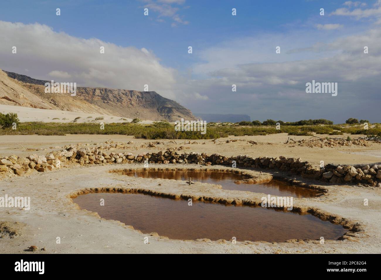 View of the salt basin habitat on the south coast, Socotra, Yemen Stock ...